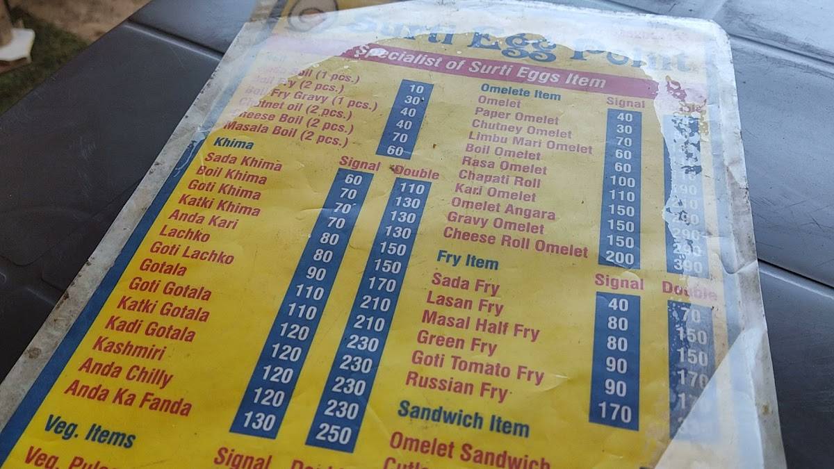 Menu at Surti Egg Point, Ahmedabad