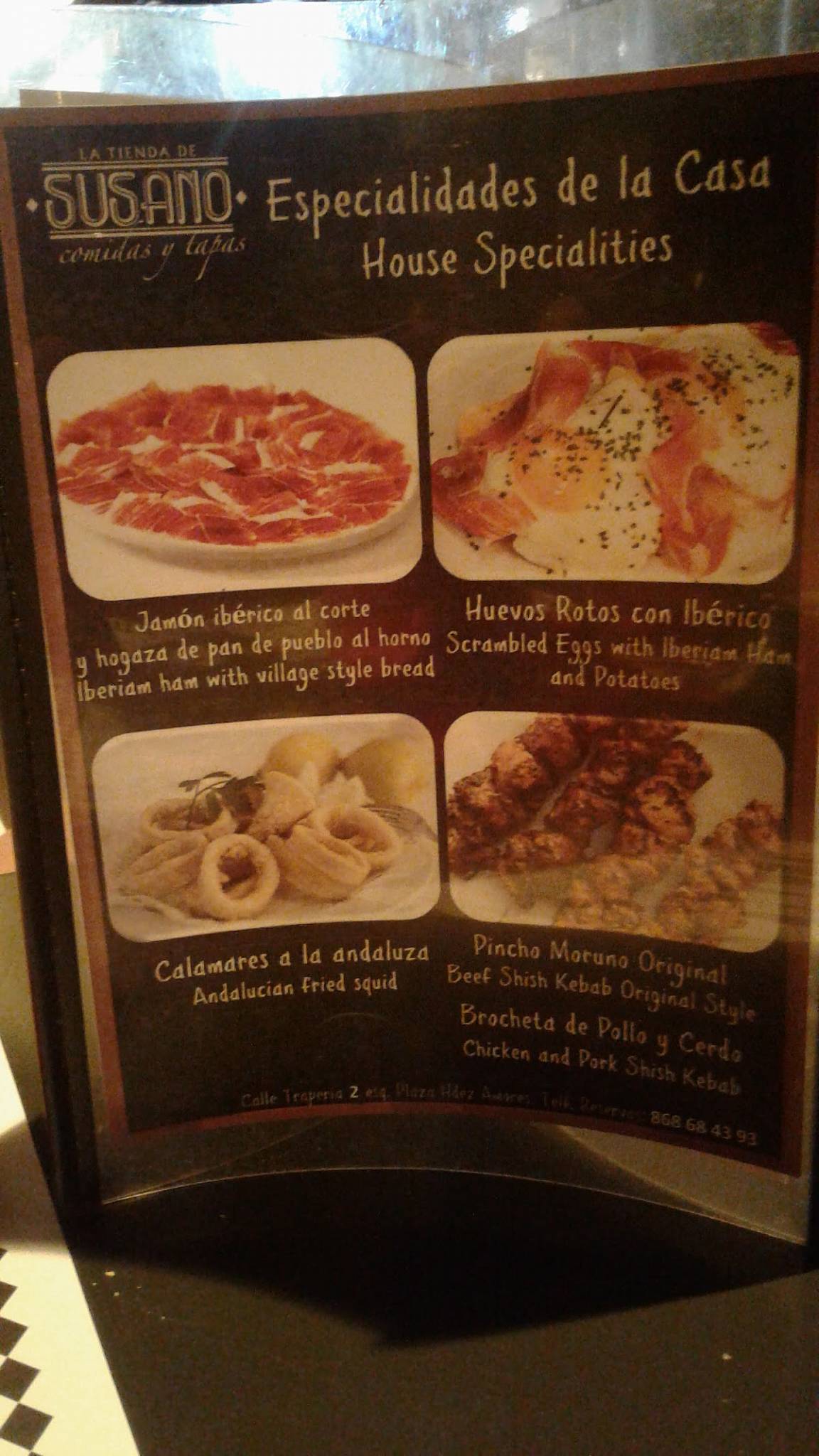 Carta del restaurante Susano Horno y Brasas, Murcia, Pl. Hernández Amores