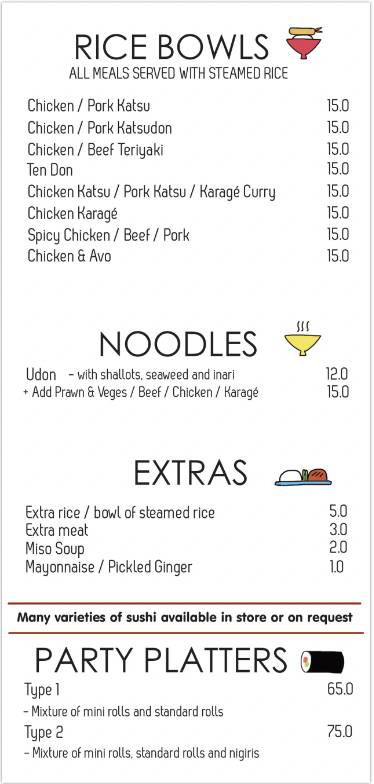 Menu at Sushi Break restaurant, Pacific Pines, 1 Pitcairn Way