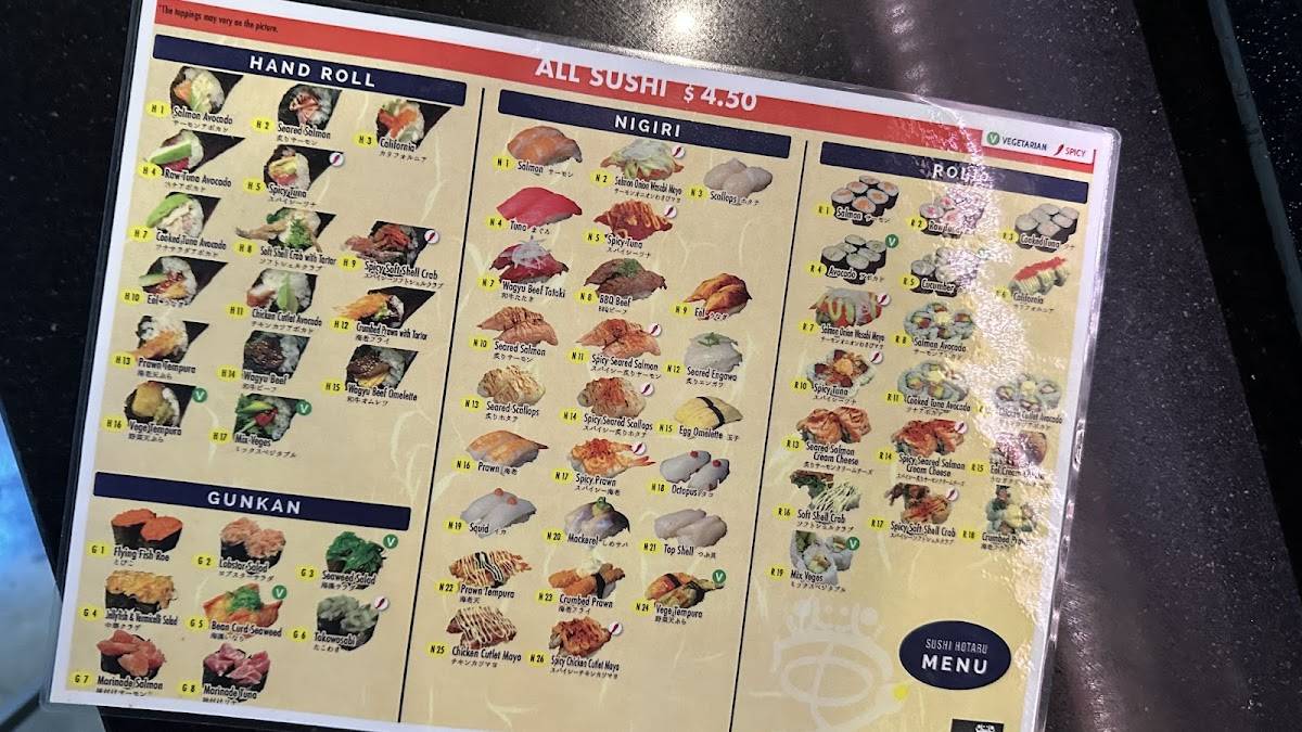 Menu at Sushi Hotaru restaurant, Melbourne, 118/200 Midcity Arcade
