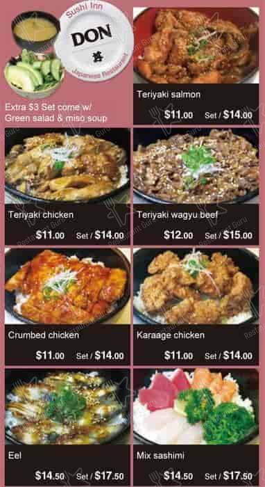 Menu at Sushi Inn Japanese Restaurant, Randwick