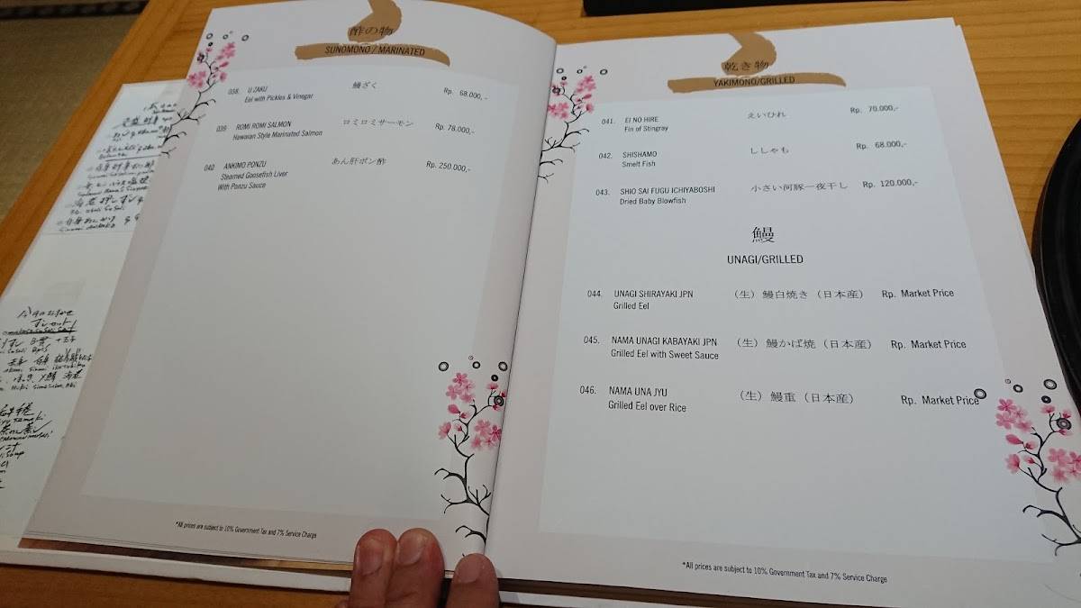 Menu at Sushi Ippachi restaurant, Jakarta, Wisma 46 Kota BNI