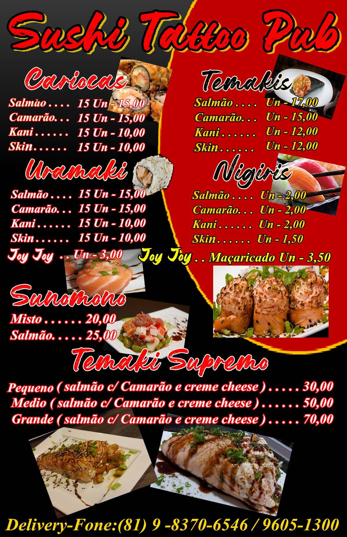 Menu at Sushi Tattoo Pub, Recife