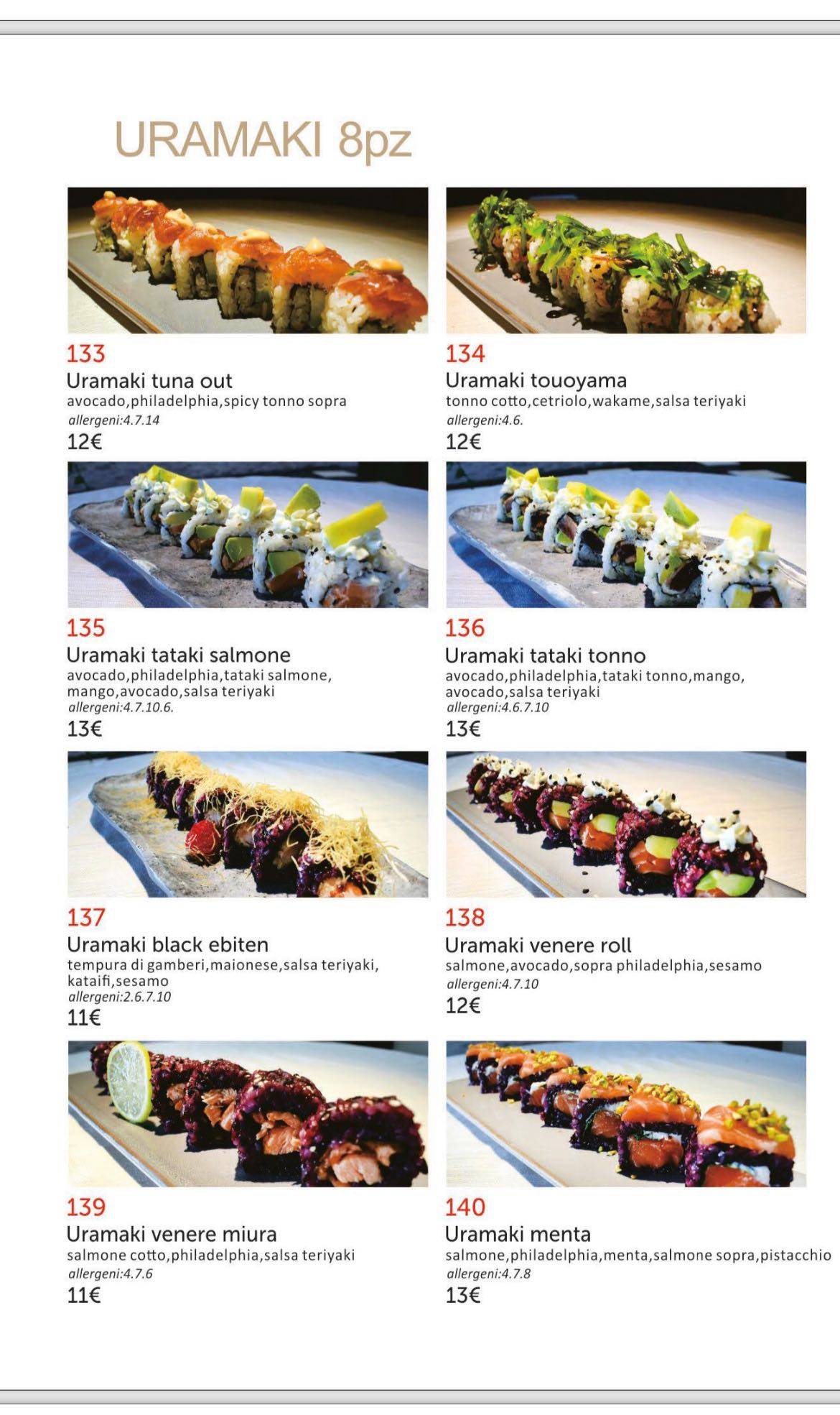 Menu da Sushi Up ristorante, Firenze
