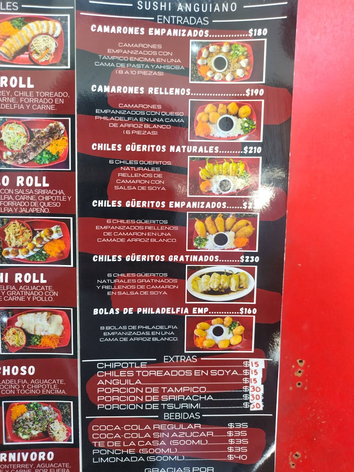 Carta del restaurante Sushi anguiano, Mexicali