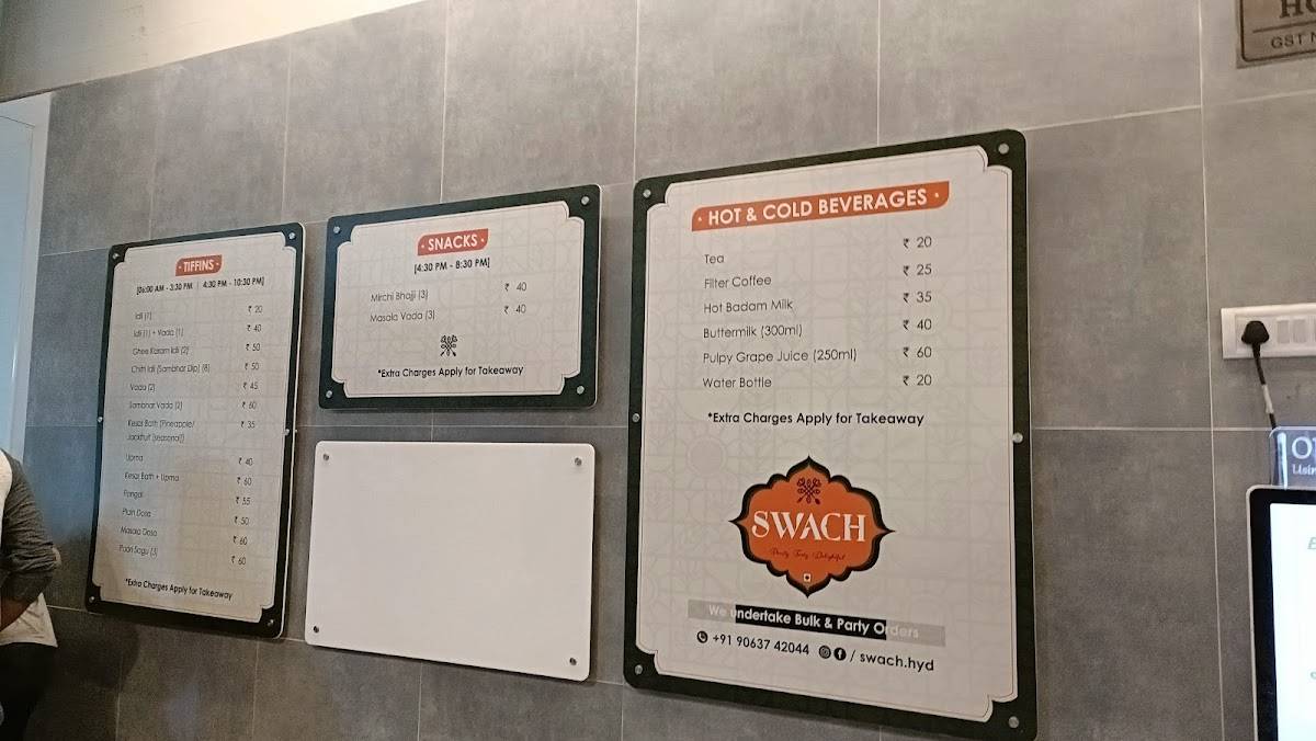 Menu at Swach Restaurant, Hyderabad