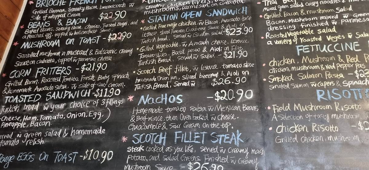 Menu at Swanson Station Cafe, Auckland