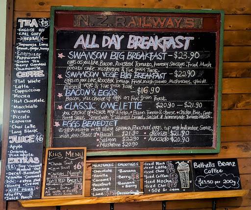 Menu at Swanson Station Cafe, New Zealand