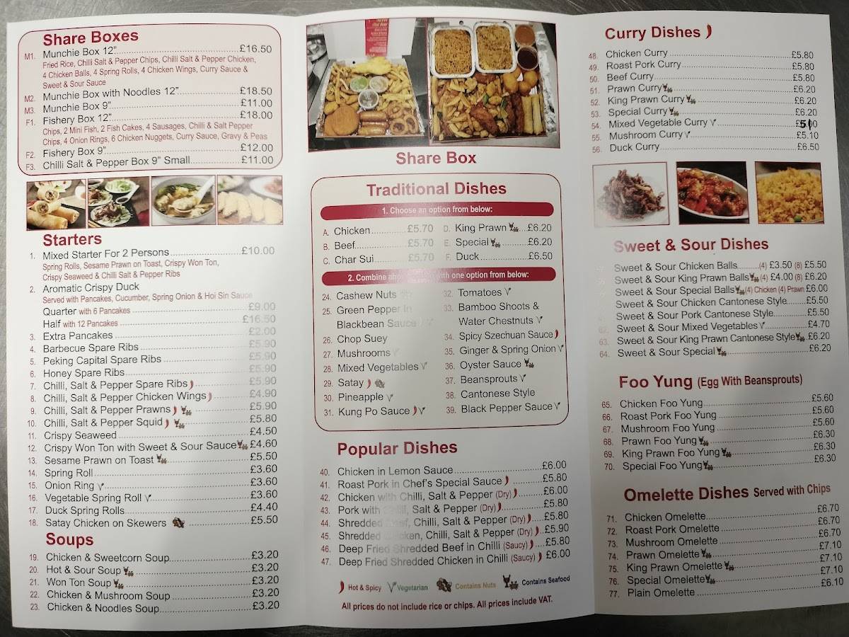 Menu at Sweet & Sour fast food, Fleetwood