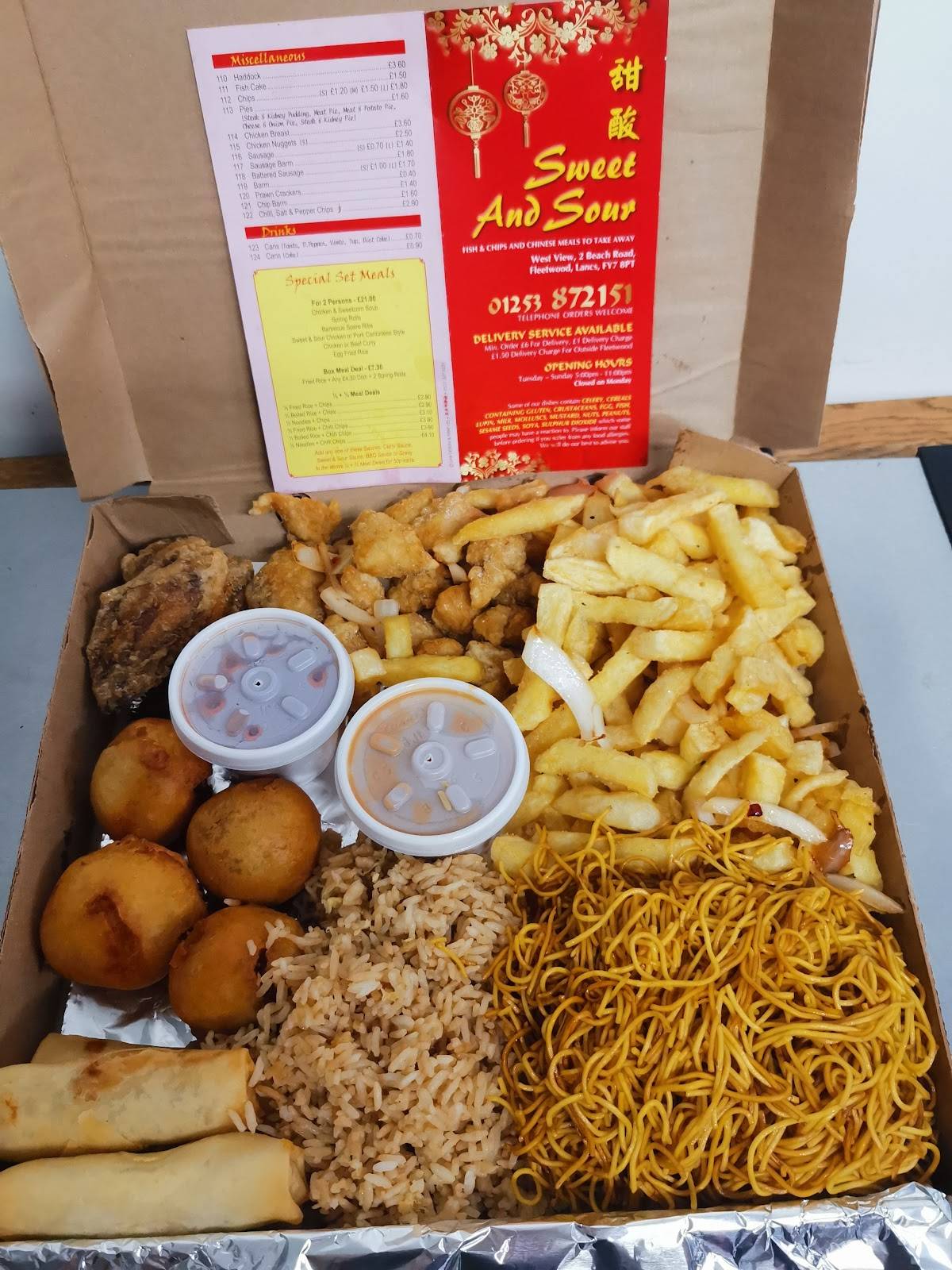 Menu at Sweet & Sour fast food, Fleetwood