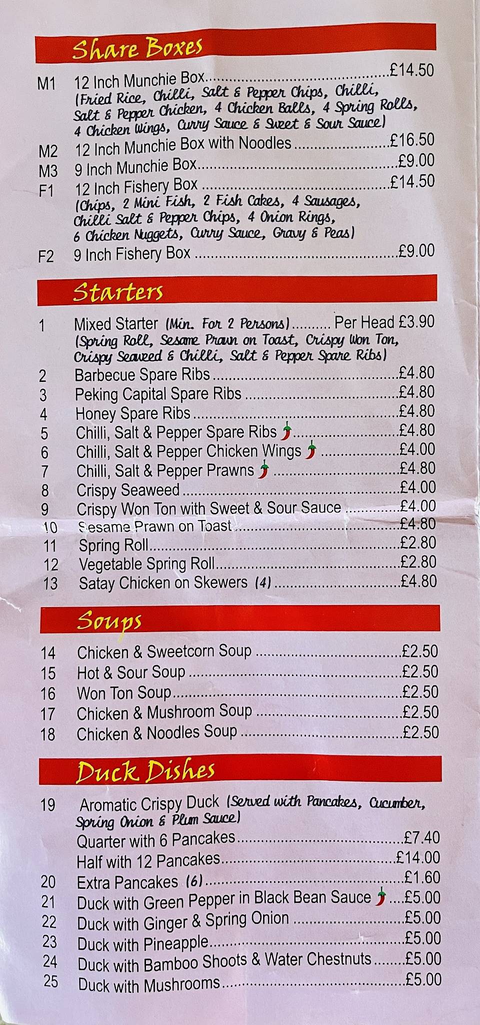 Menu at Sweet & Sour fast food, Fleetwood
