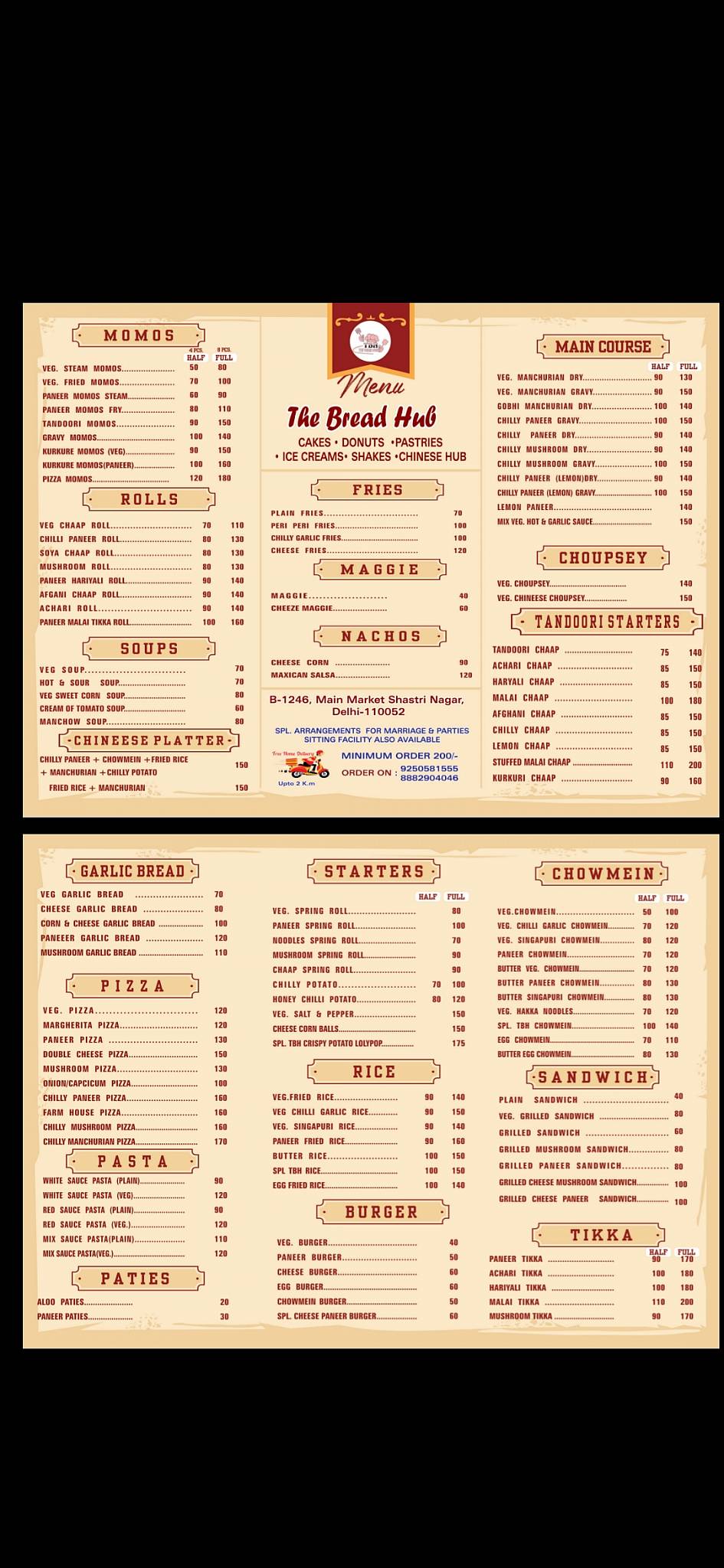 Menu at T.B.H ( The Bread Hub ), New Delhi