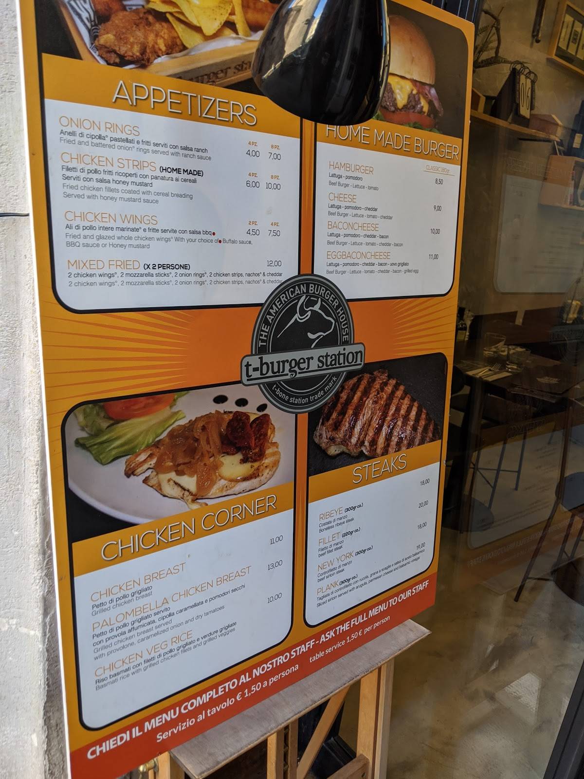 Carta del restaurante T-Bone Station Pantheon, Roma, Via della Palombella