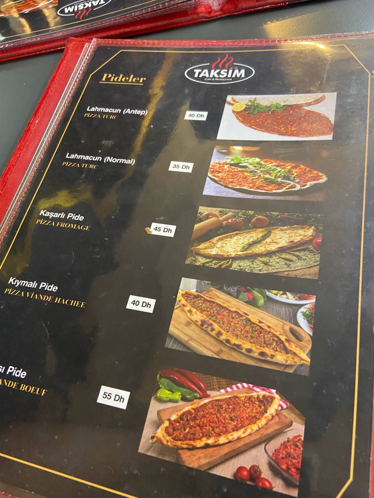 Carta de TAKSIM RESTAURANT CAFE, Nador