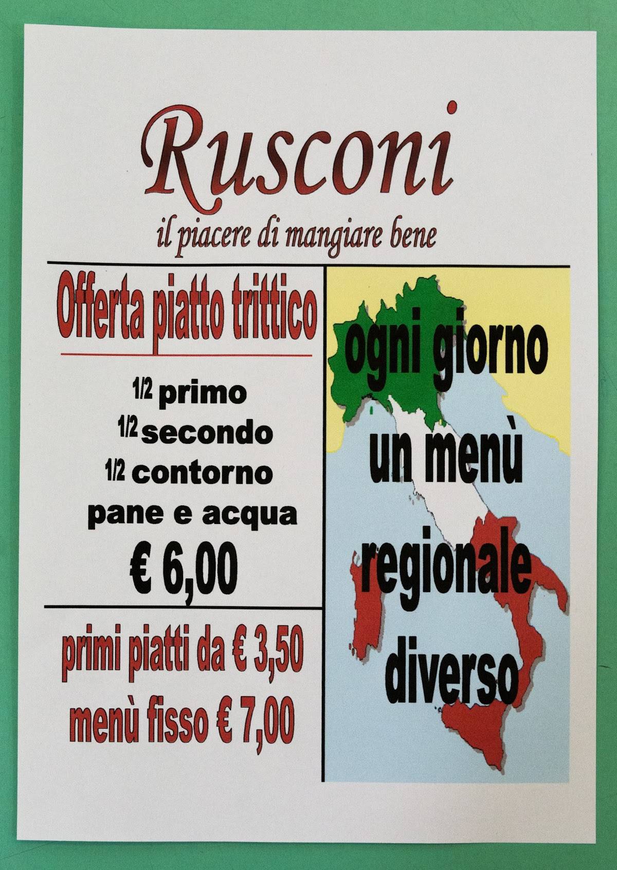 Menu da TAVOLA CALDA BAR RUSCONI, Roma