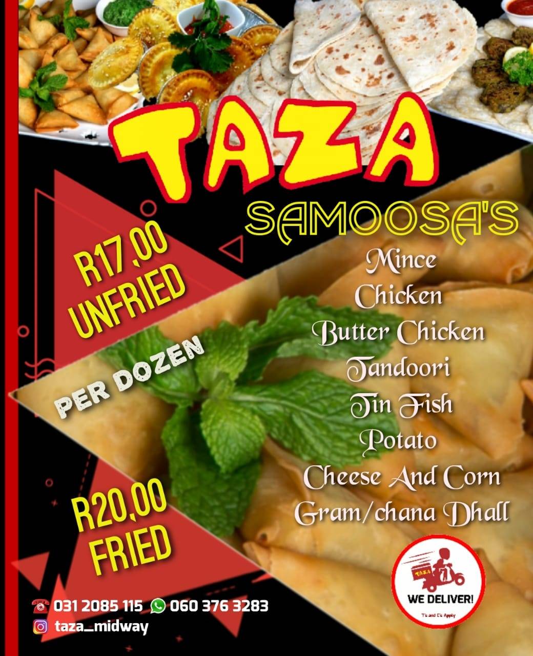Menu at TAZA MIDWAY FOODS restaurant, Durban