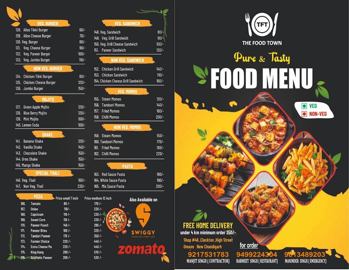 Menu at THE FOOD TOWN, New Chandigarh