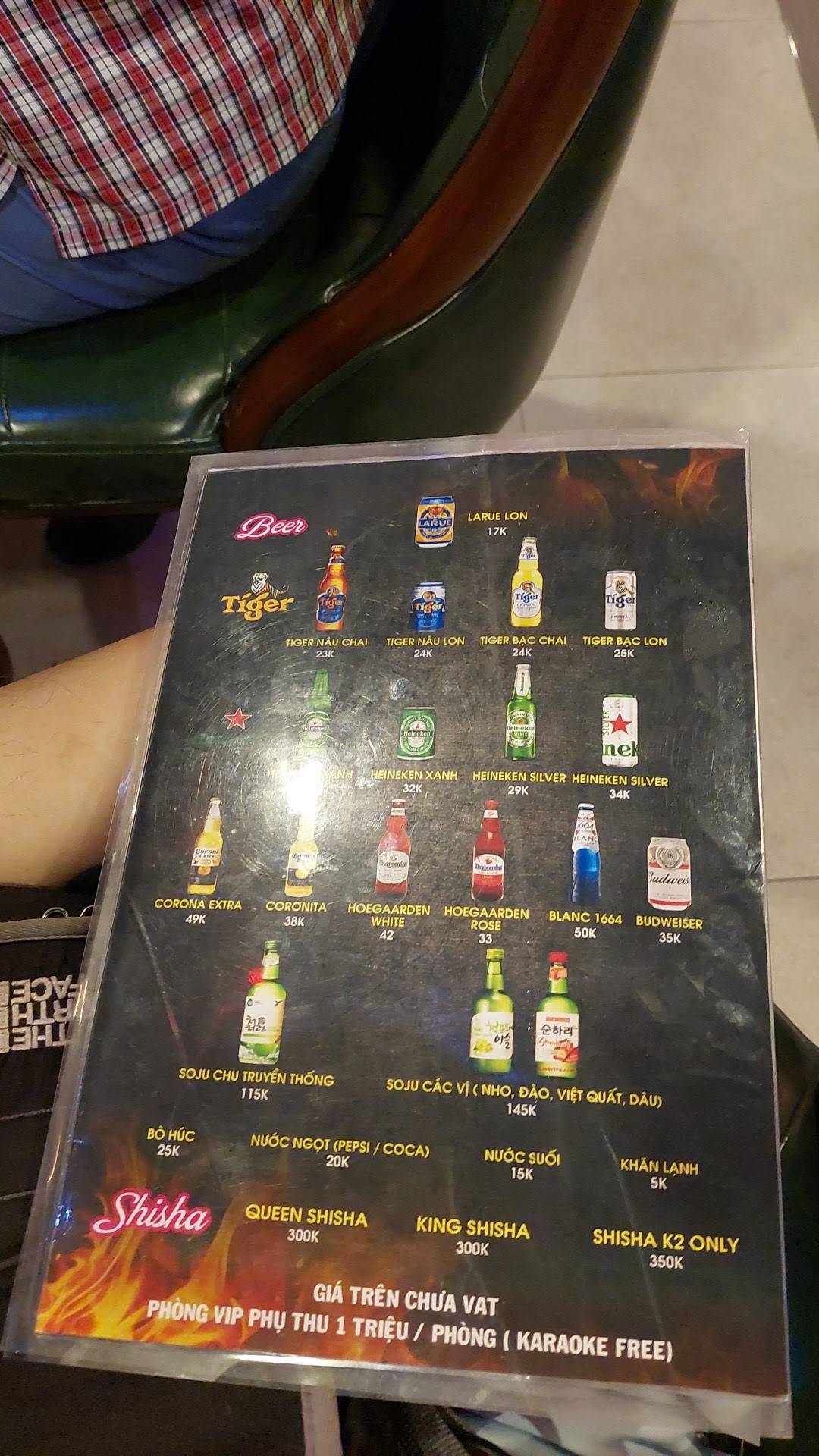Menu at THE K2 restaurant, Da Nang