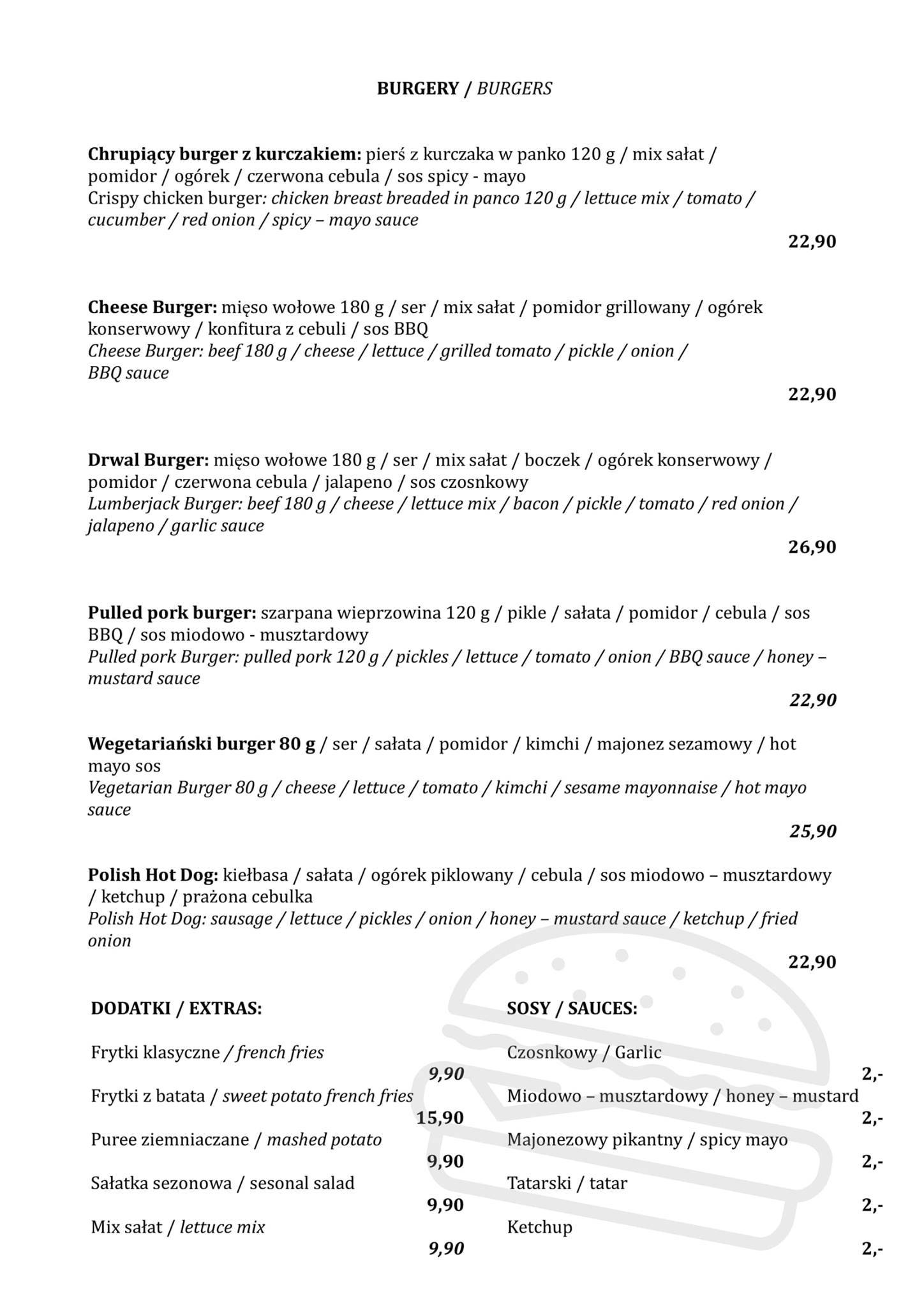 Carta de TIME OUT Restaurant, Gdańsk