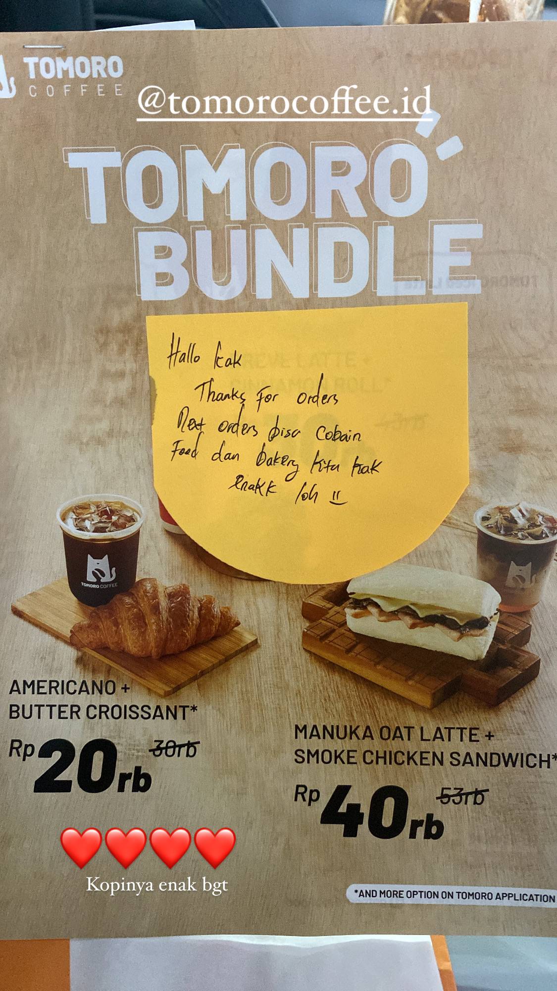 Carta de TOMORO COFFEE - Gedung City Plaza, South Jakarta