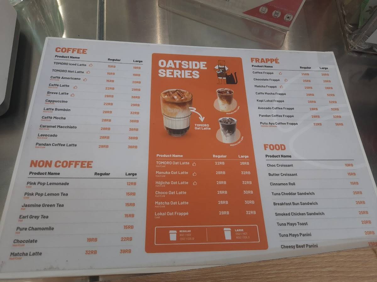 Carta de TOMORO COFFEE - Gedung City Plaza, South Jakarta