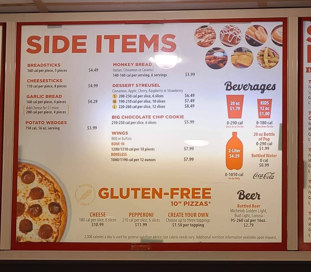 Menu at TONY CAPONY PIZZA restaurant, Eau Claire