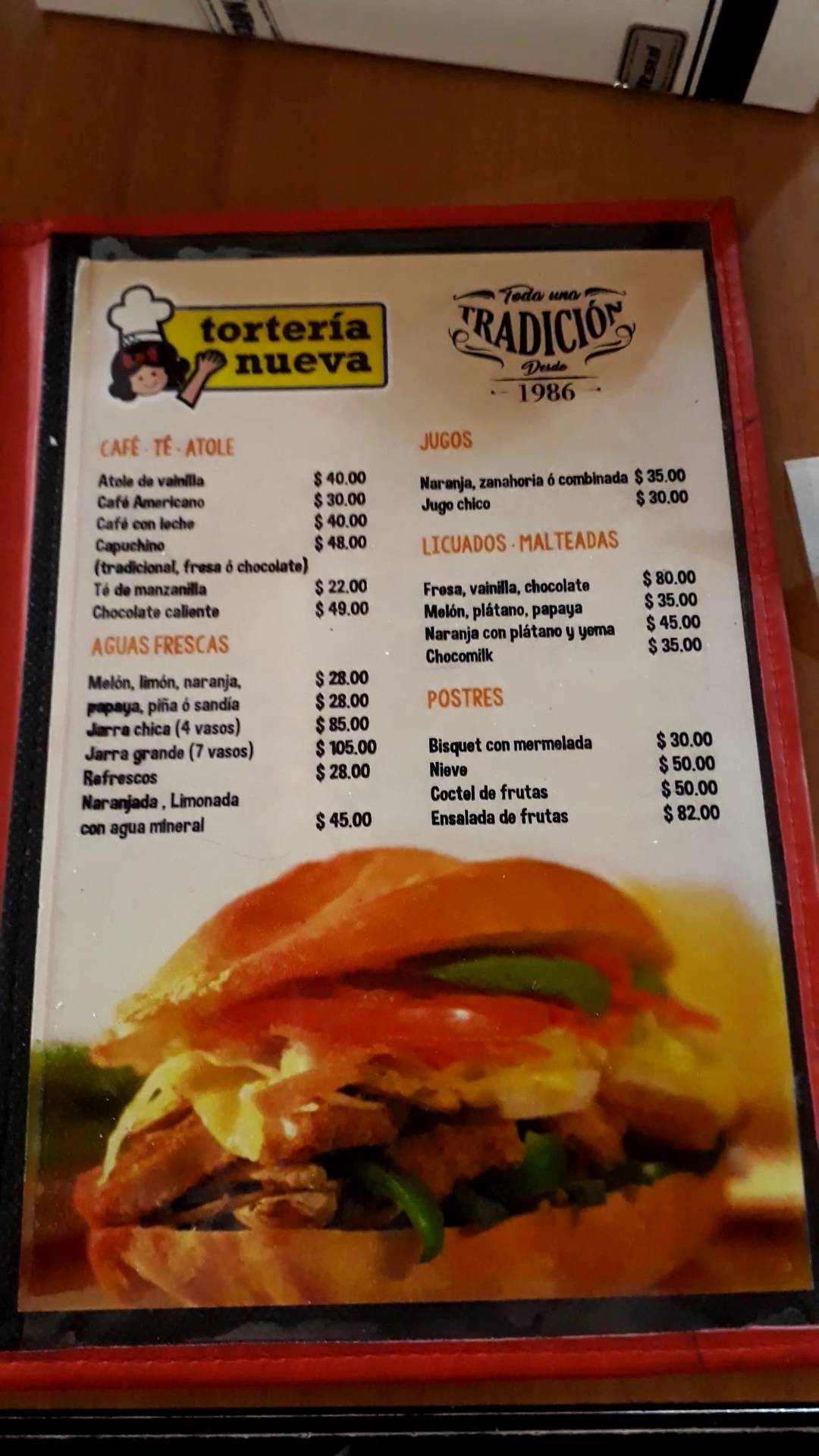 Carta del restaurante TORTERIA NUEVA, San Luis Potosi