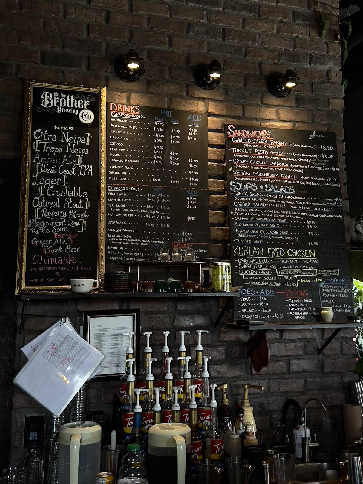 Menu at TOT Café, Saskatoon