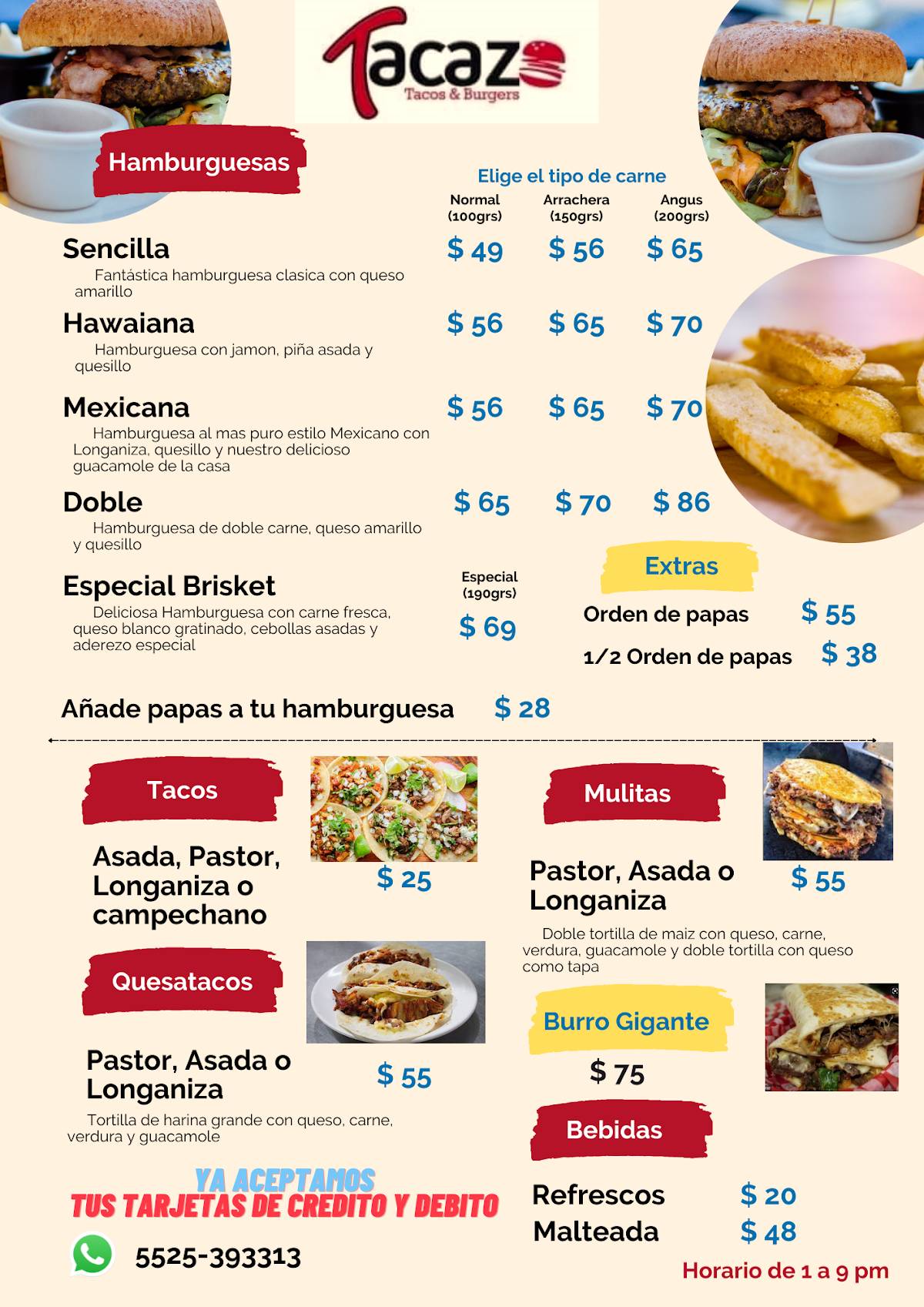 Carta del restaurante Tacazo, San Buenaventura