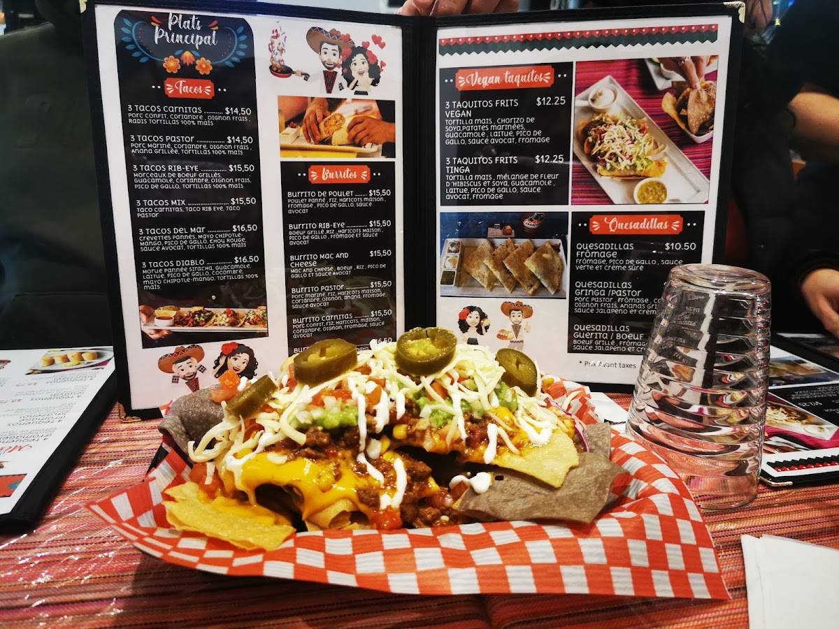 Menu au Taco & Burrito restaurant, Joliette