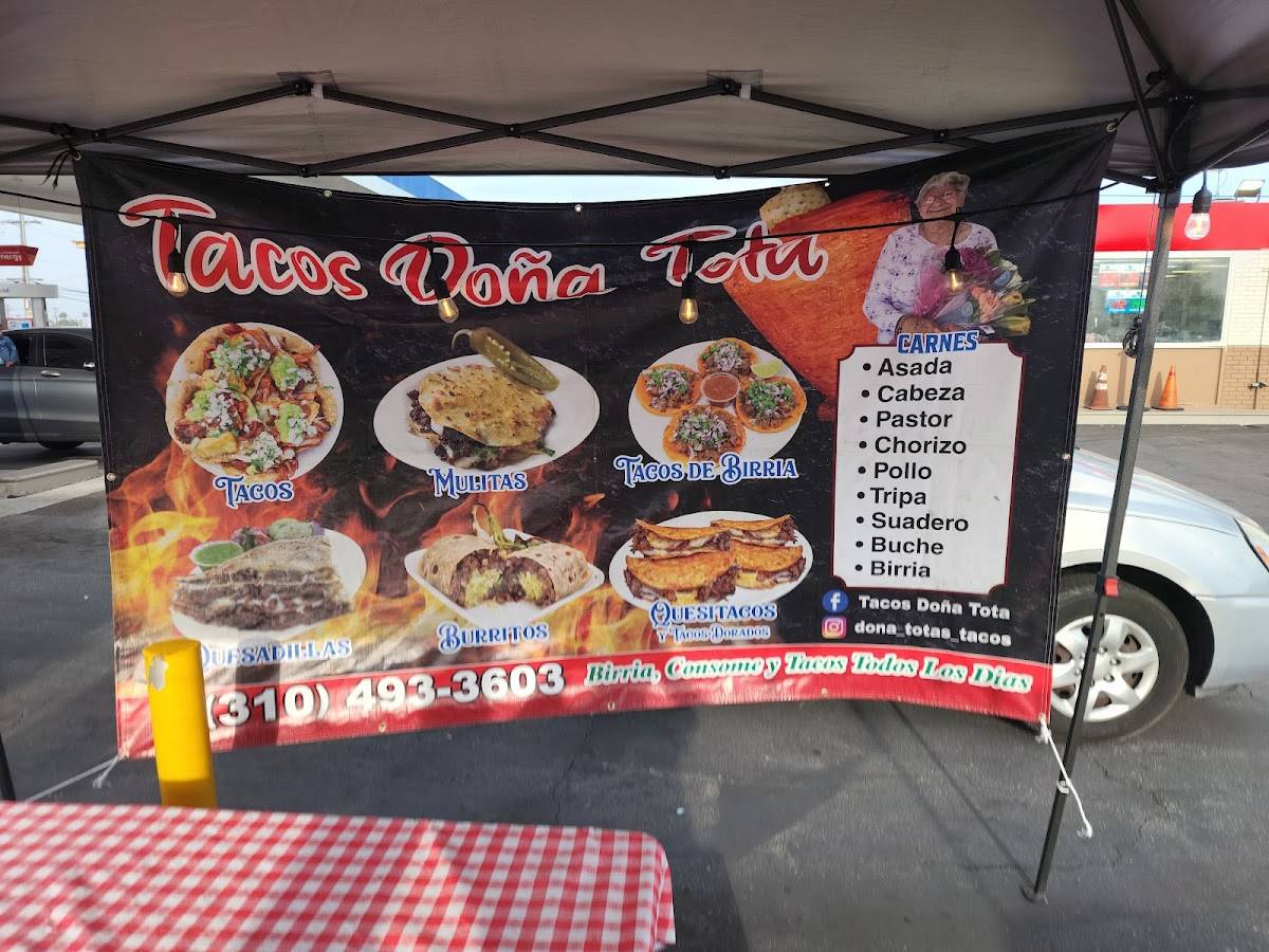 Menu at Tacos Dona Tota restaurant, Gardena, W Redondo Beach Blvd