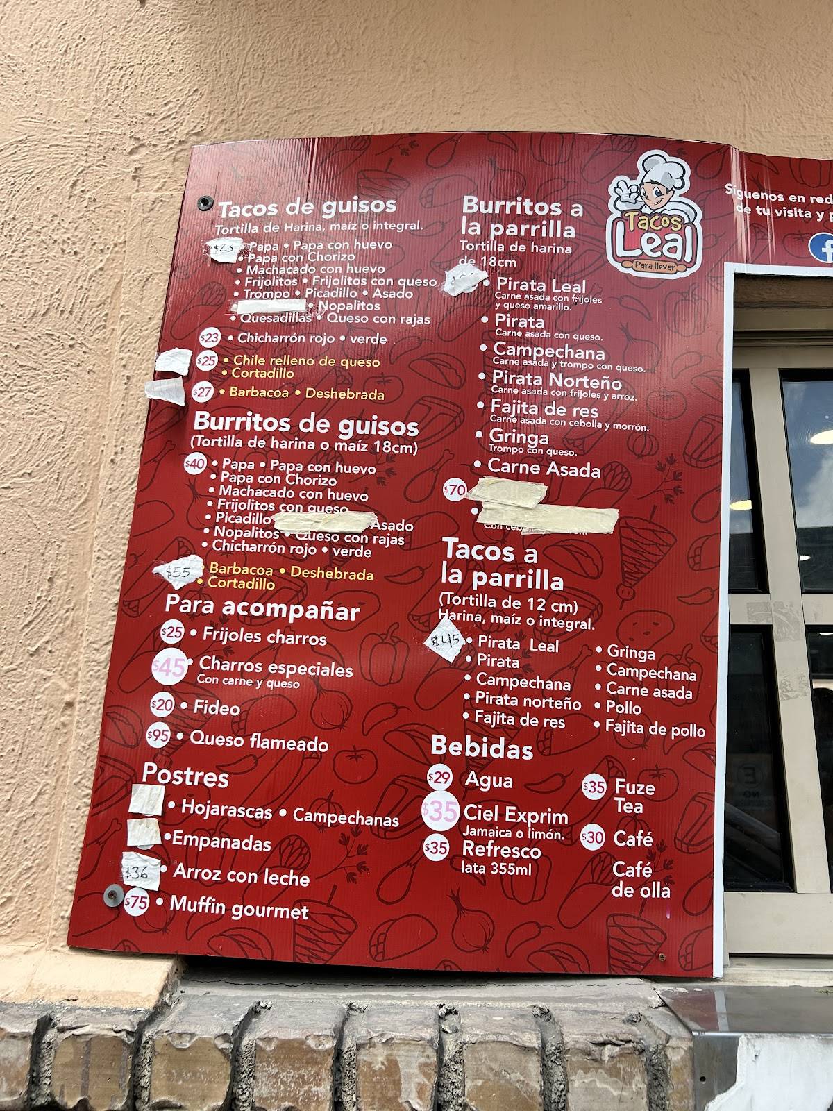 Carta del restaurante Tacos Leal Tec, Monterrey, Av. Eugenio Garza Sada ...