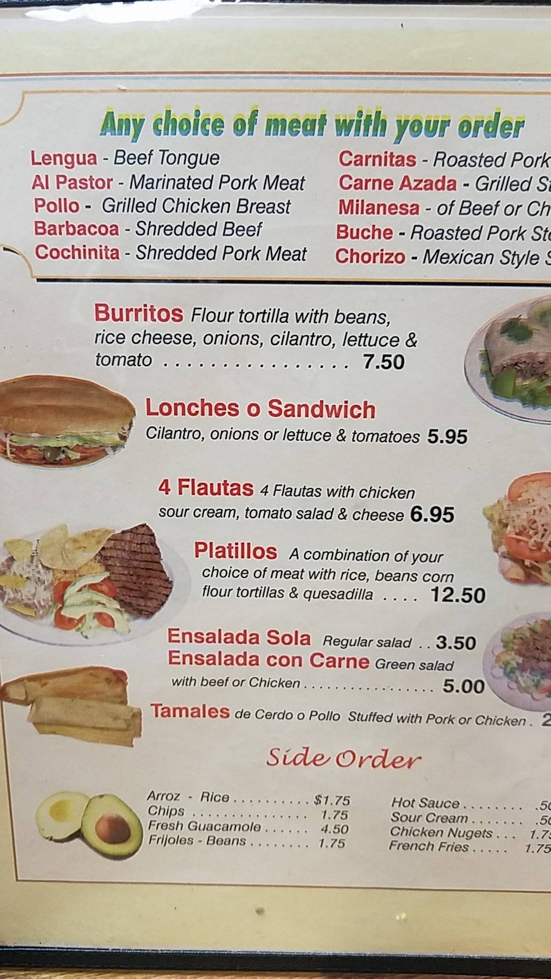 Menu at Tacos Mi Nacho restaurant, Meriden