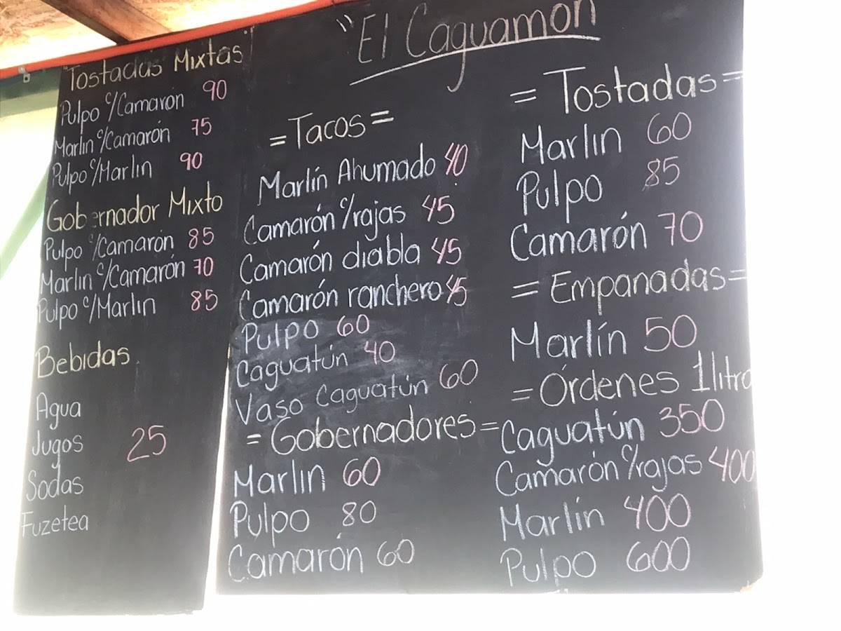 Carta del restaurante Tacos del Mariscos El Caguamon, Ensenada