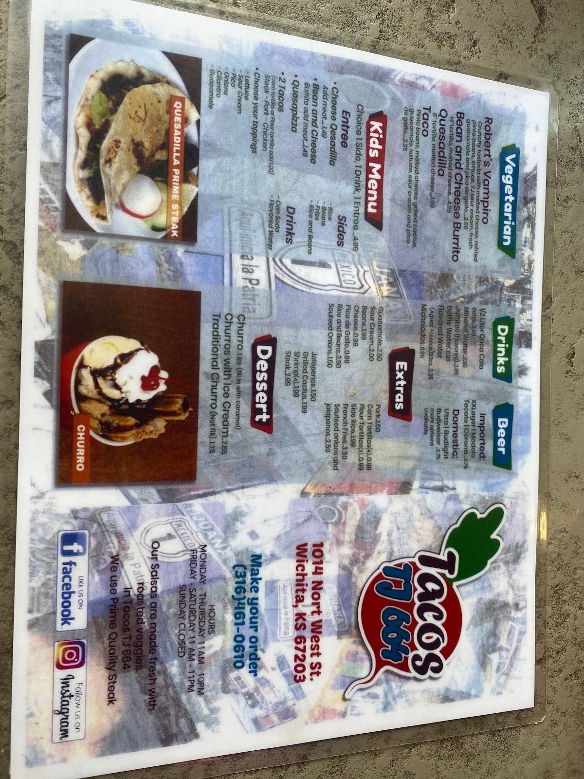 Menu at Tacos tj 664 restaurant, Wichita