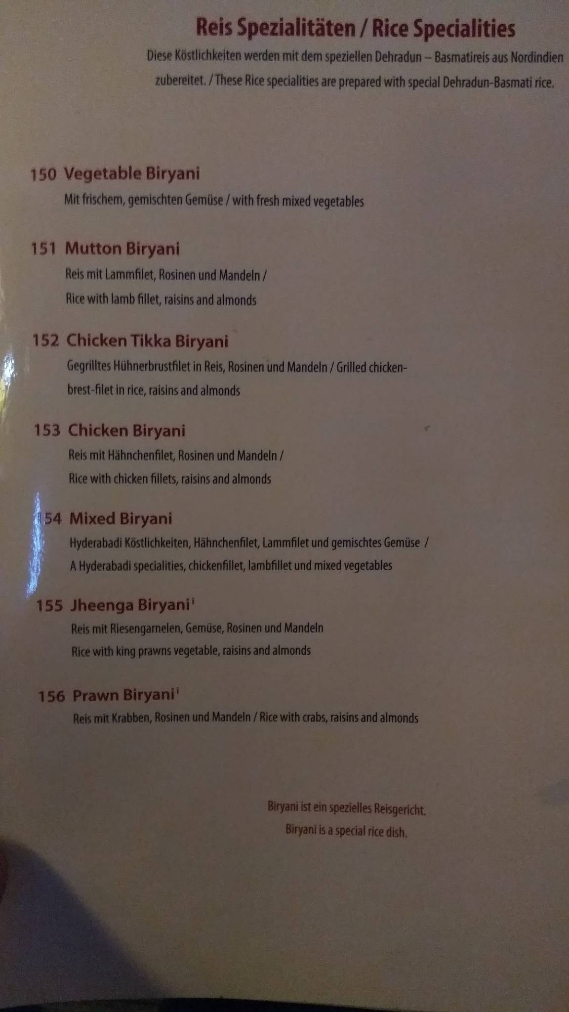 Menu at Taj Krishna Indisches Restaurant, Munich, Nymphenburger Str. 193