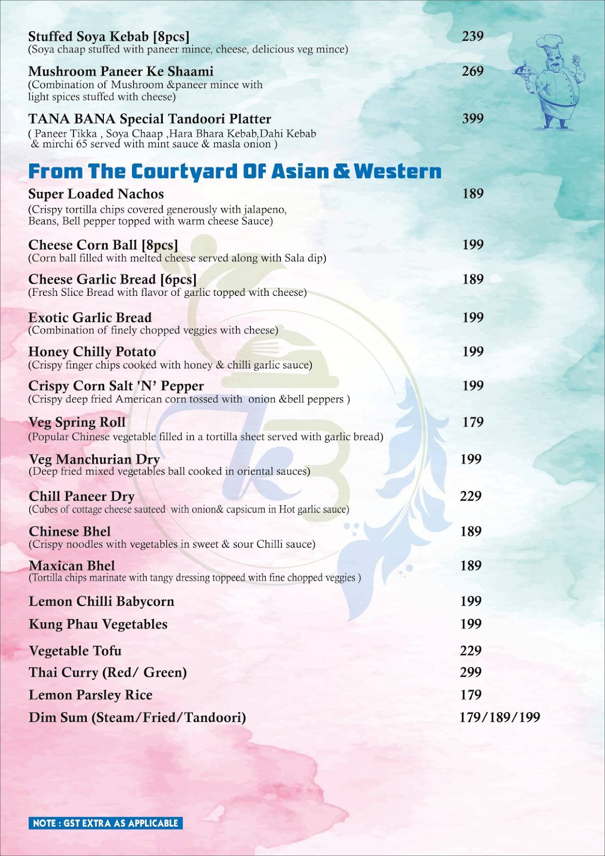 Menu at Tana Bana Restaurant, Jaipur