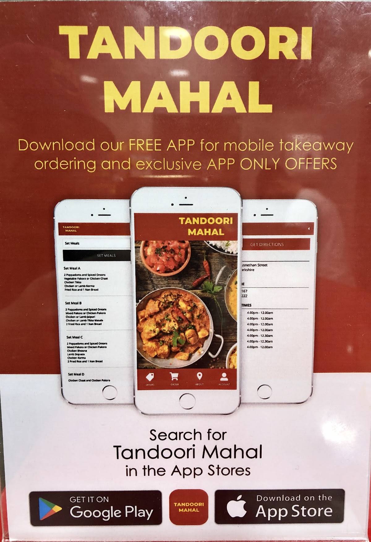 Menu at Tandoori Mahal restaurant, Wishaw