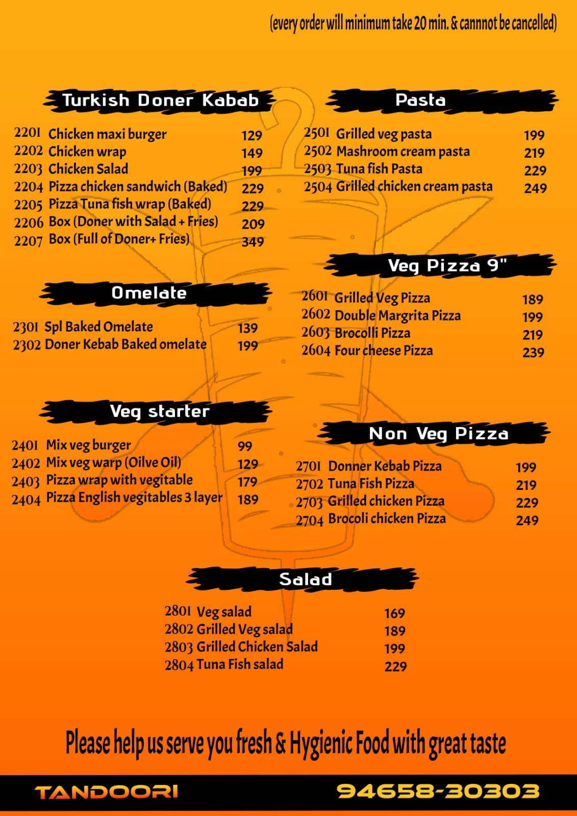 Menu at Tandoori Mehfil, Bathinda