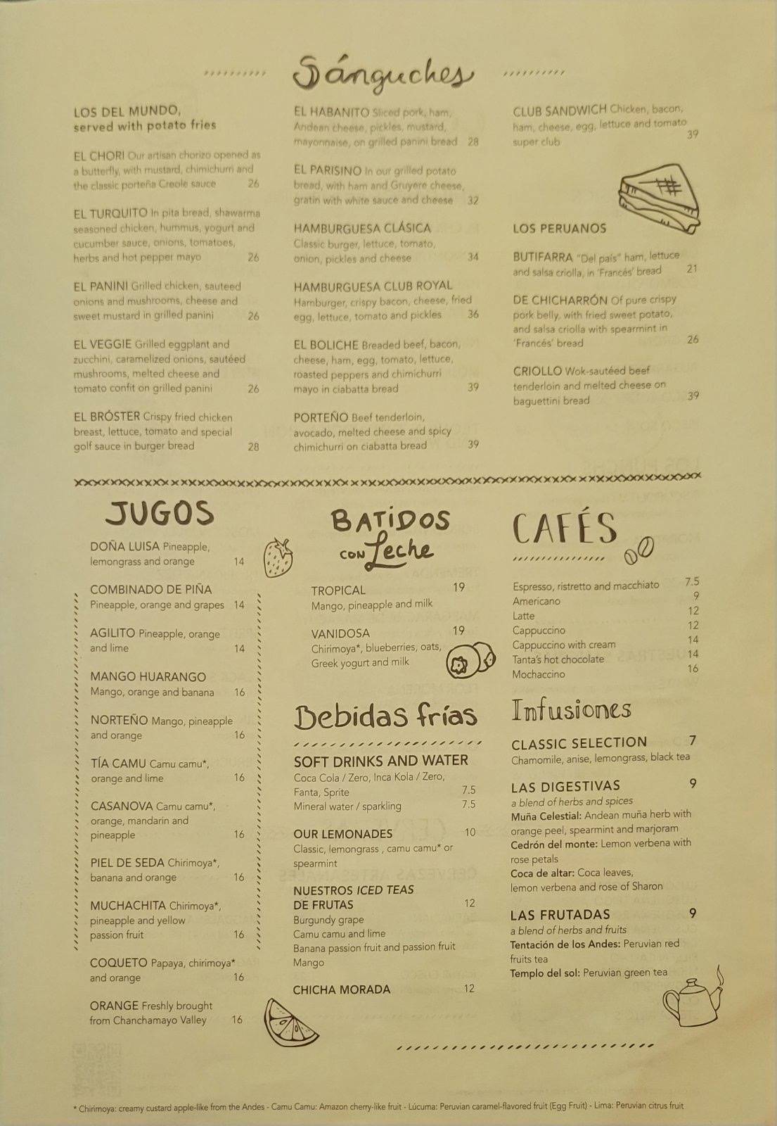 Menu at Tanta - Larcomar restaurant, Miraflores