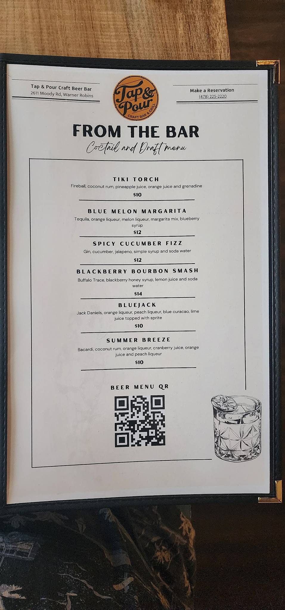 Menu at Tap and Pour pub & bar, Warner Robins
