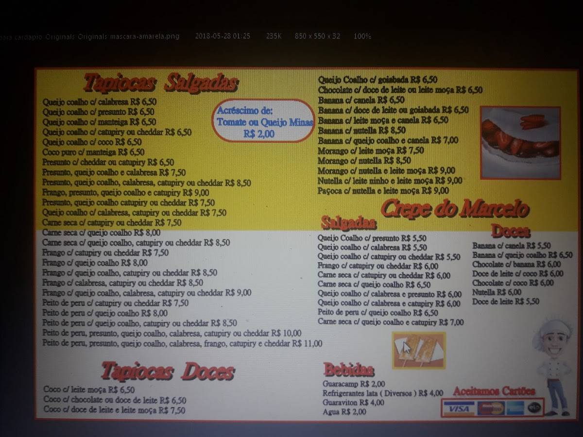 Menu em Tapioca#Do#Marcelo restaurante, Rio de Janeiro