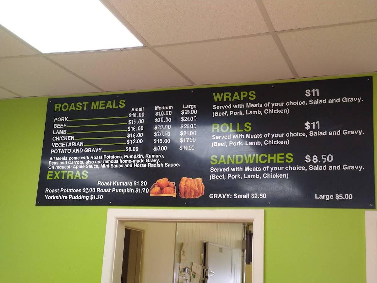 Menu at Taradale Roast restaurant, Napier