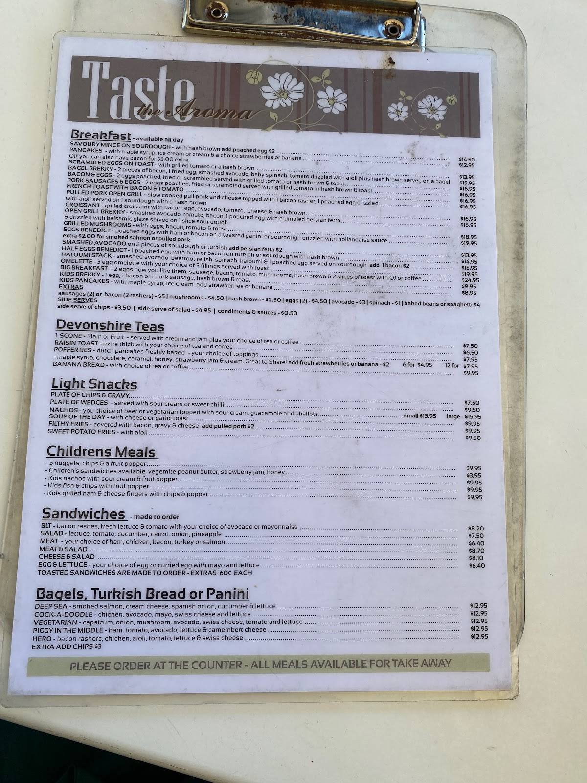 Menu at Taste The Aroma restaurant, Wynnum West, 51/2021 Wynnum Rd