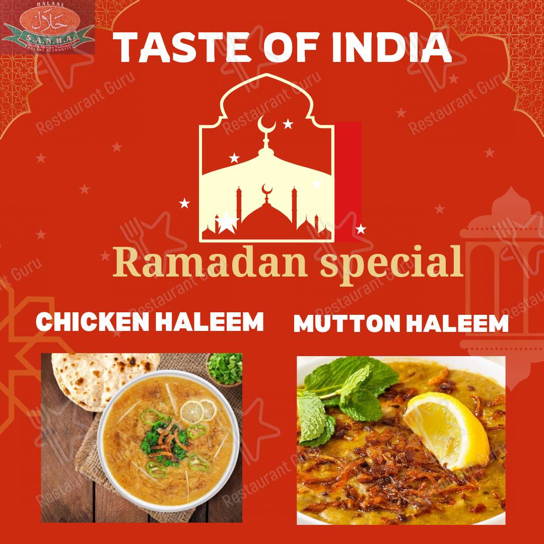 Menu at Taste Of India Lenasia restaurant, Lenasia