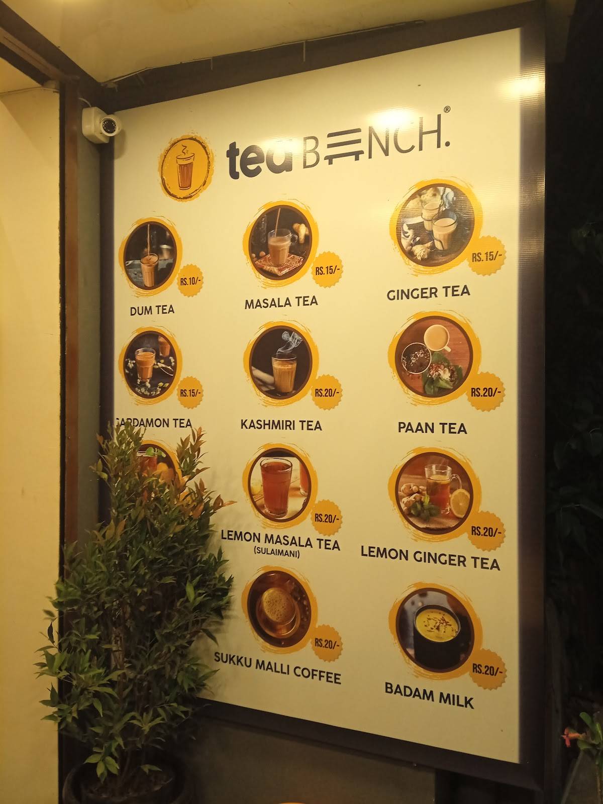 Menu at Tea Bench, Marthandam