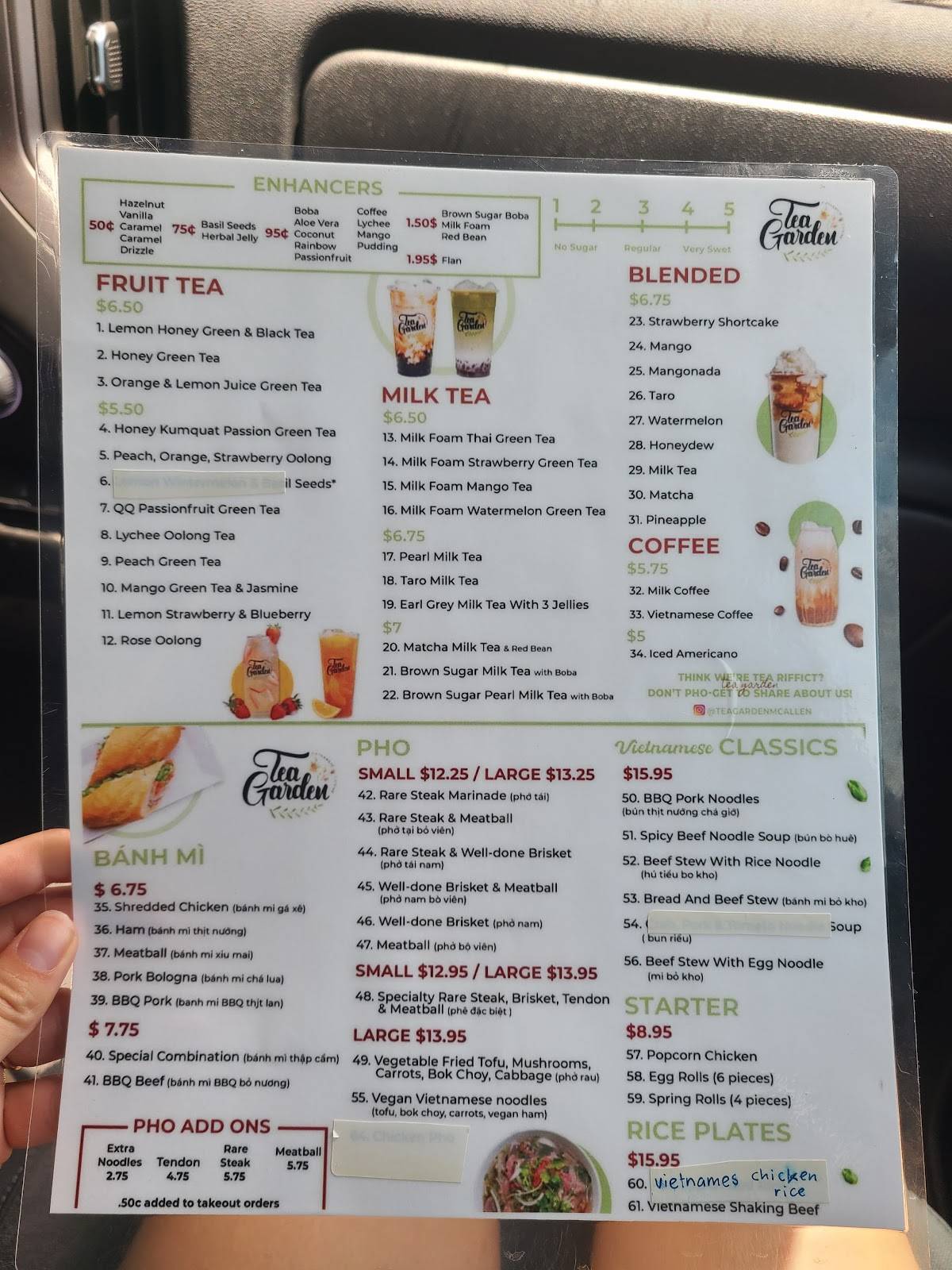 Menu at Tea Garden restaurant, McAllen, S Jackson Rd # 1