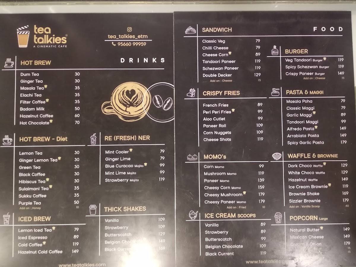 Menu at Tea Talkies, Chennai, 270A