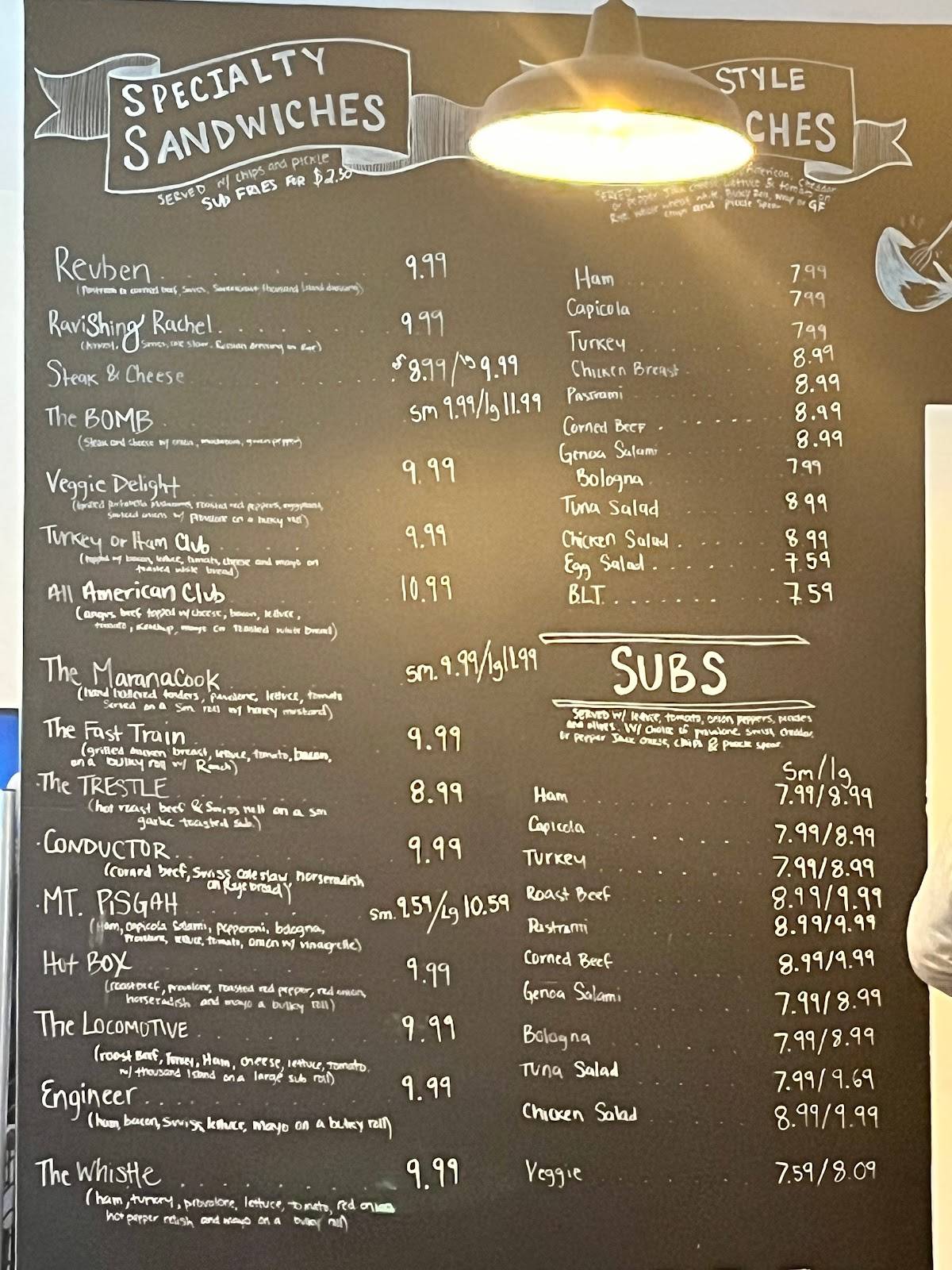 Menu at Ted's Trackside Grill restaurant, Winthrop