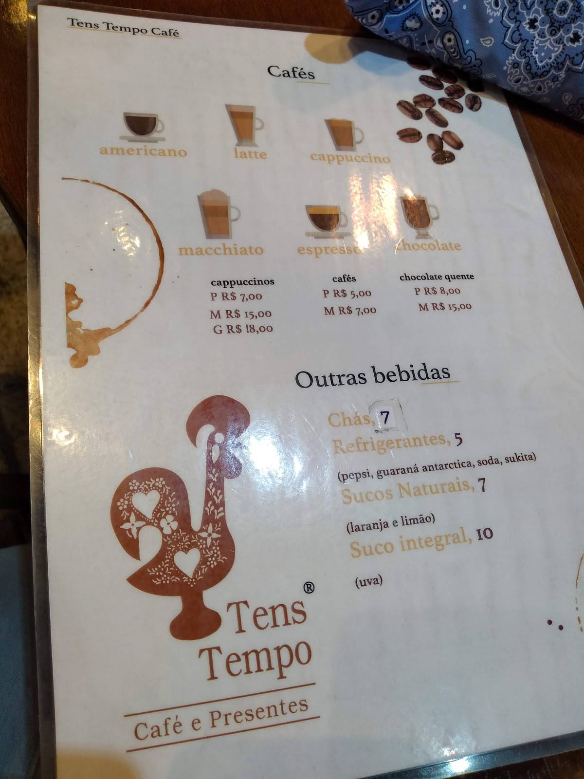Menu em Tens Tempo Café, Florianópolis
